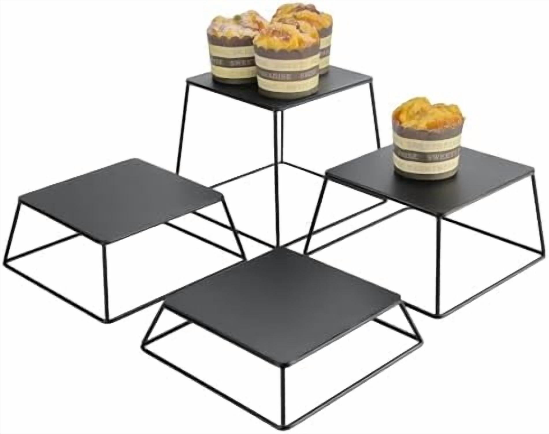 Dessert Table Risers Display Stands Food display Black Metal Square ...