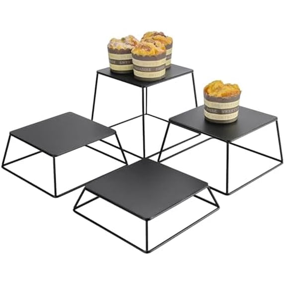 Dessert Table Risers Display Stands Food display Black Metal Square ...
