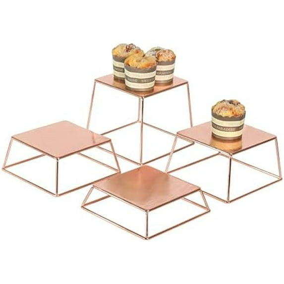 Dessert Table Risers Display Stands Food display Rose gold Metal Square ...