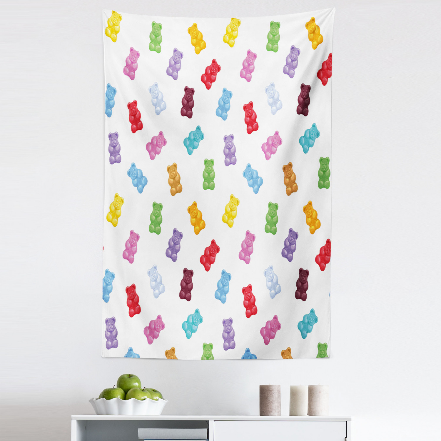 Dessert Tapestry, Vibrant Colored Gummy Bears Candies Delicious Jelly ...
