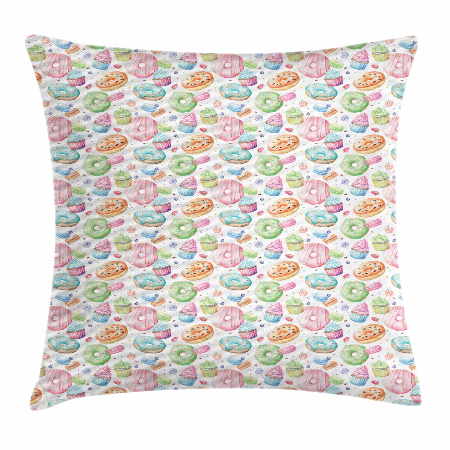 Dessert Throw Pillow Cushion Cover, Candy Shop Inspired Whipped Cream ...