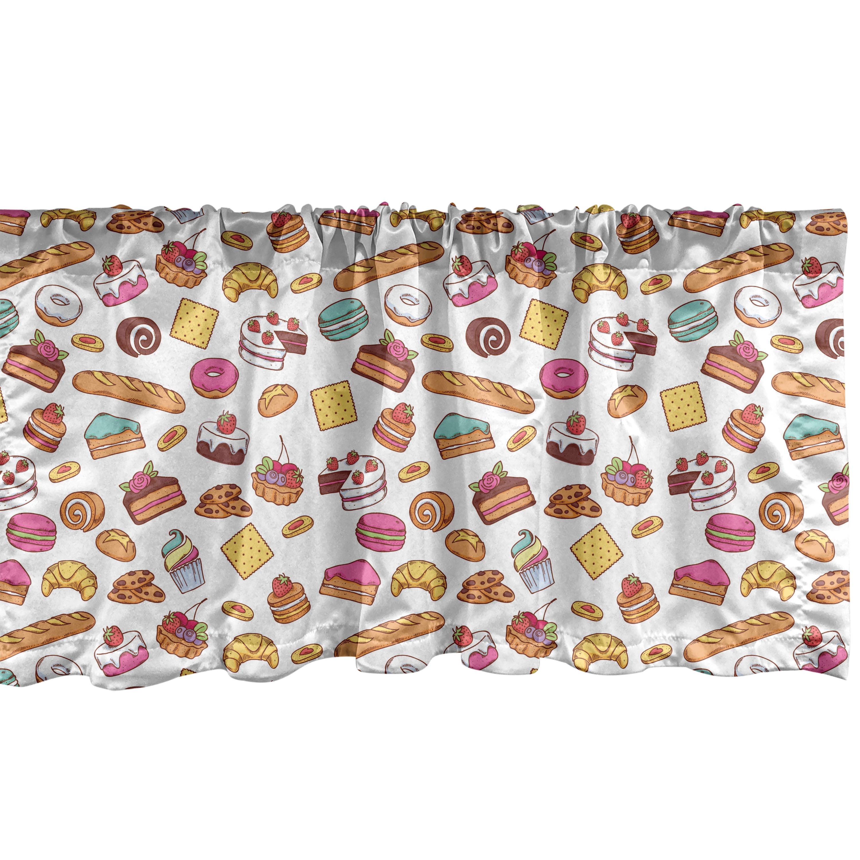 Ambesonne Dessert Valance Pack of 2, Bakery Medley, 54"X18", Multicolor ...