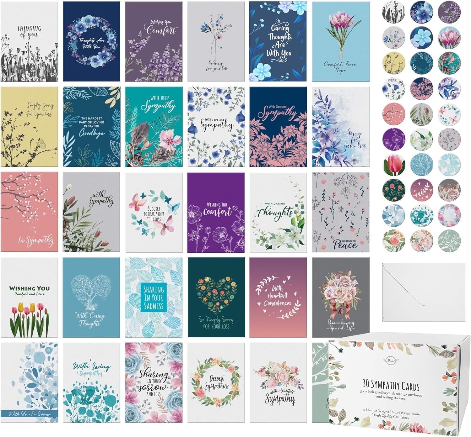 Dessie Sympathy Cards, 30 Unique Designs, 4”x6”, Condolence Messages ...
