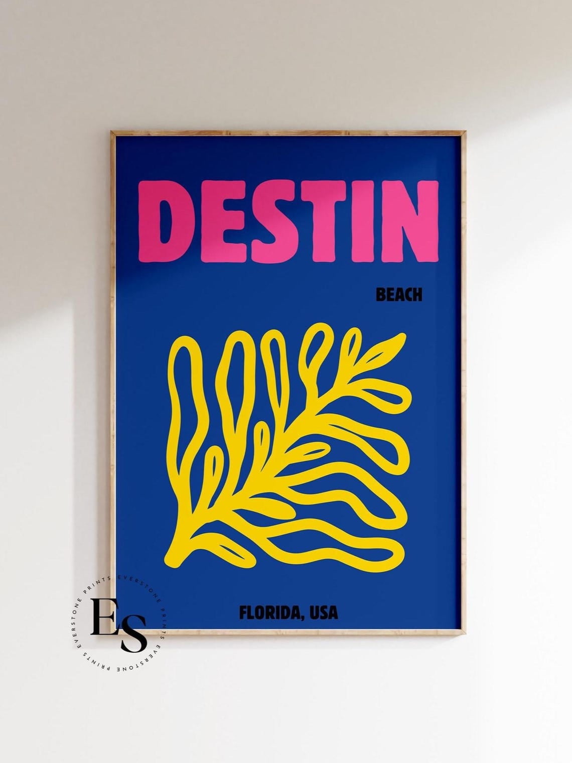 Destin Beach Travel Poster, Coastal Girly Dorm Art, Colorful Y2K ...
