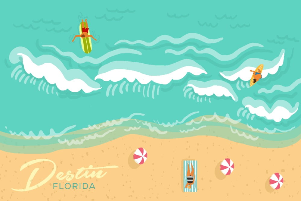 Destin, Florida, Aerial Beach Scene (16x24 Giclee Gallery Art Print ...