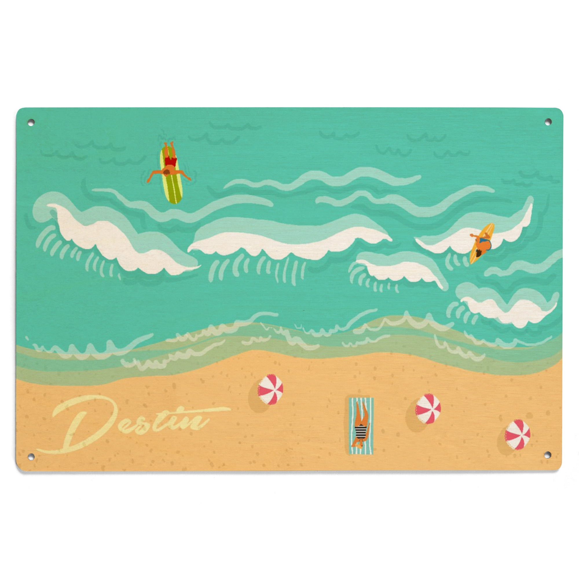 Destin, Florida, Aerial Beach Scene Birch Wood Wall Sign (6x9 Rustic ...