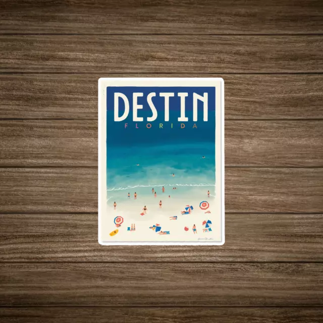 Destin Florida Beach Travel Sticker - Vintage Style Coastal Wall Art ...