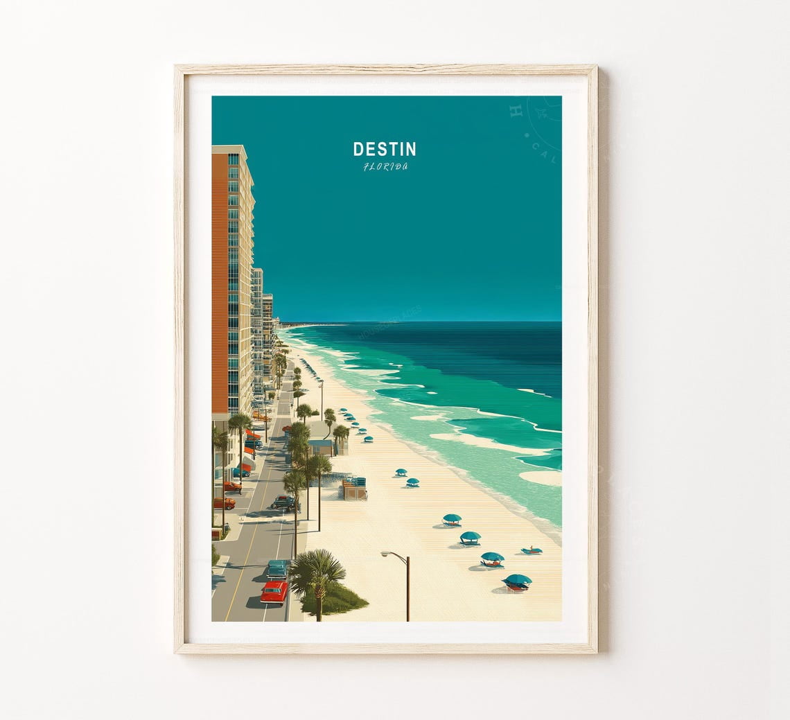 Destin Florida Gulf Coast Emerald Water Beach Wall Art, Unframed Paper ...