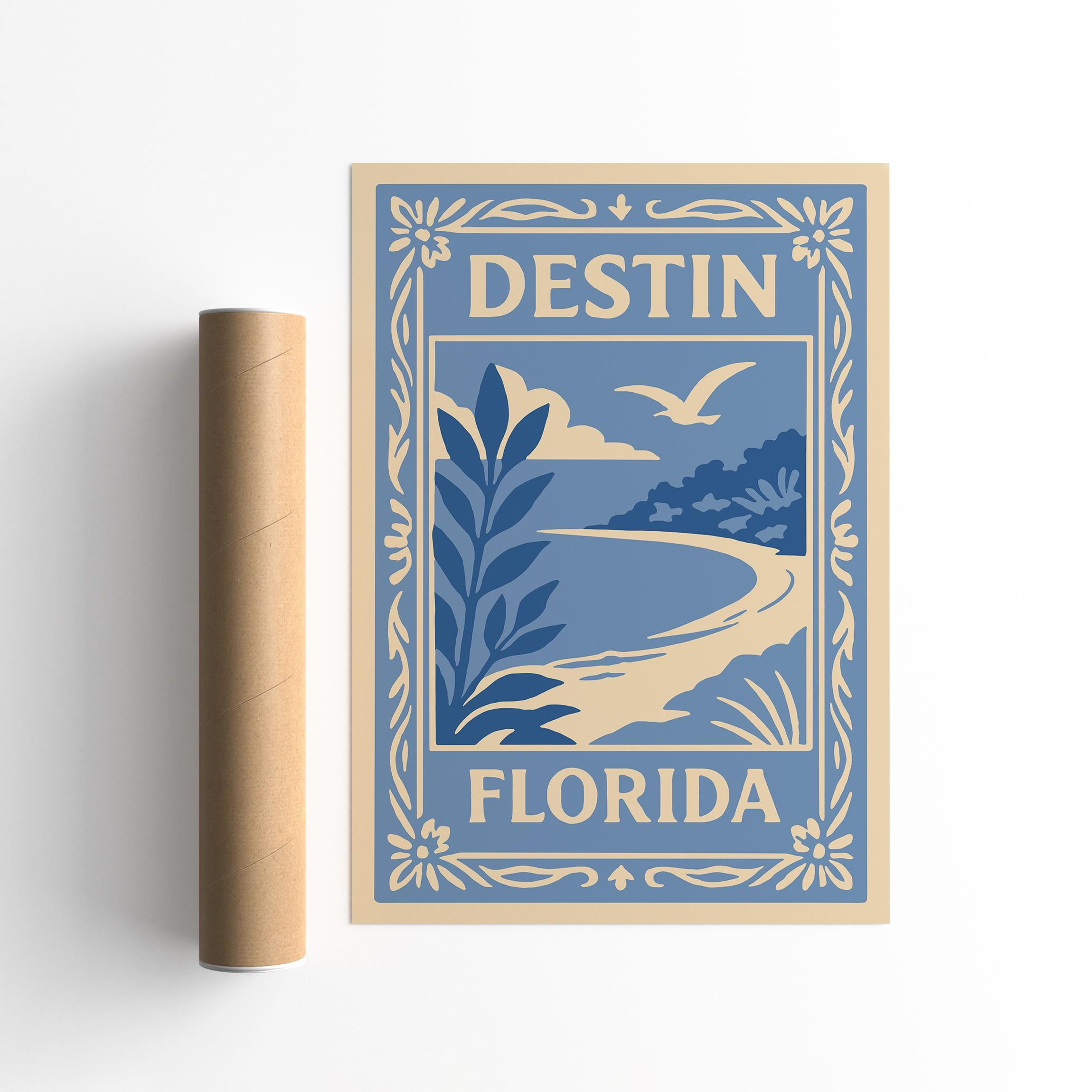 Destin Florida Poster: Coastal Blue Landscape Art Print UNFRAMED Poster ...