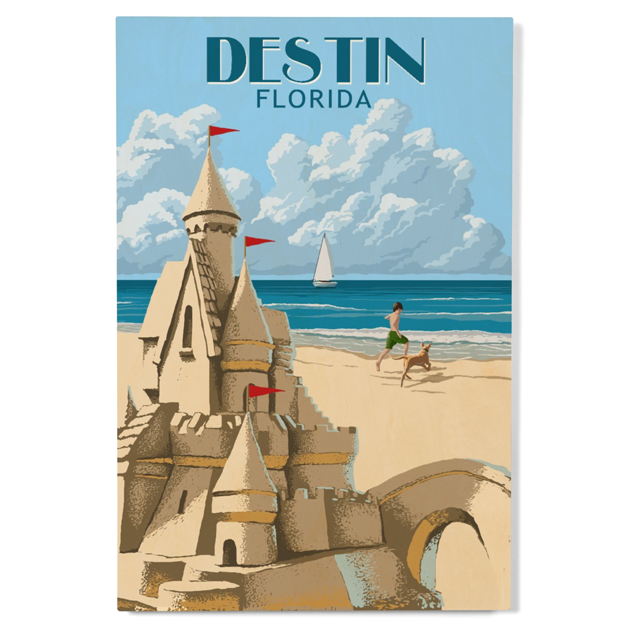 Destin, Florida, Sandcastle Birch Wood Wall Sign (12x18 Rustic Home ...