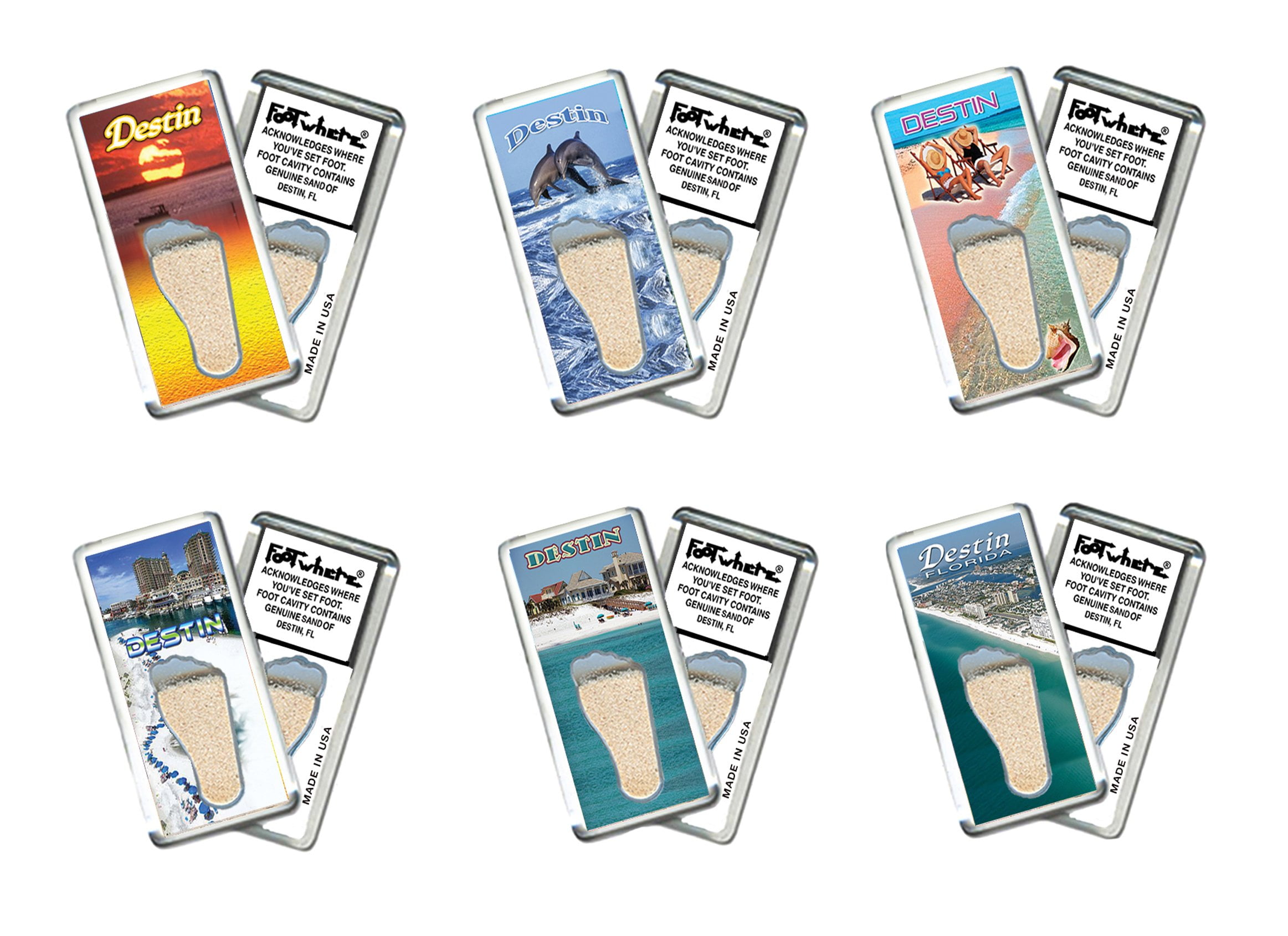 Destin FootWhere Fridge Magnets. 6 Piece Set. (DS200 - Assorted ...