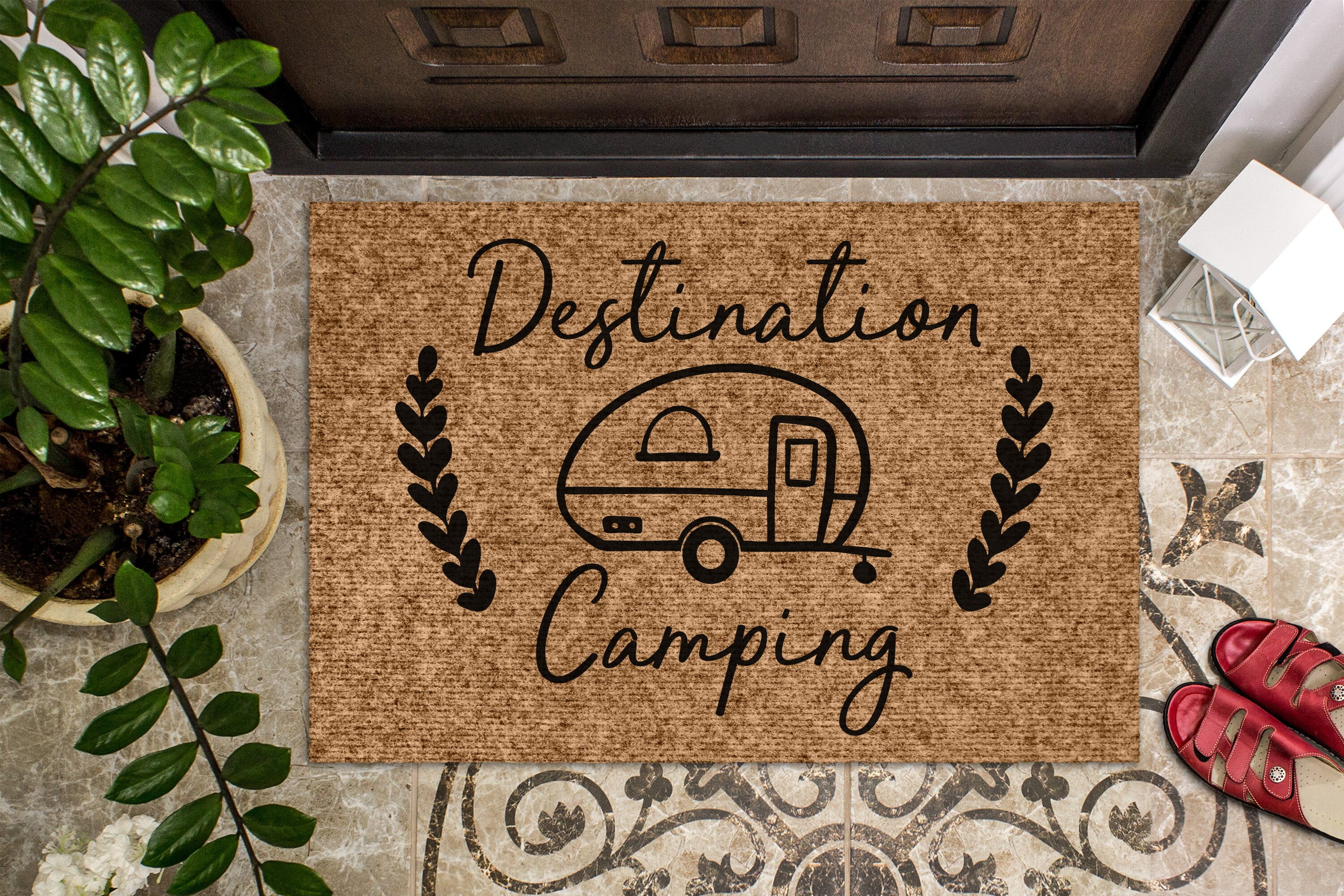 Destination Camping | Camping Gift | Camping Welcome Mat | Custom Door ...