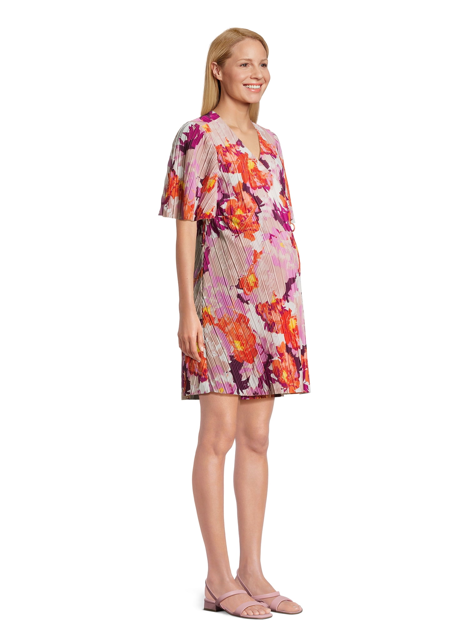 Destination Maternity Women's Wrap Dress with Flutter Sleeves, Sizes S ...