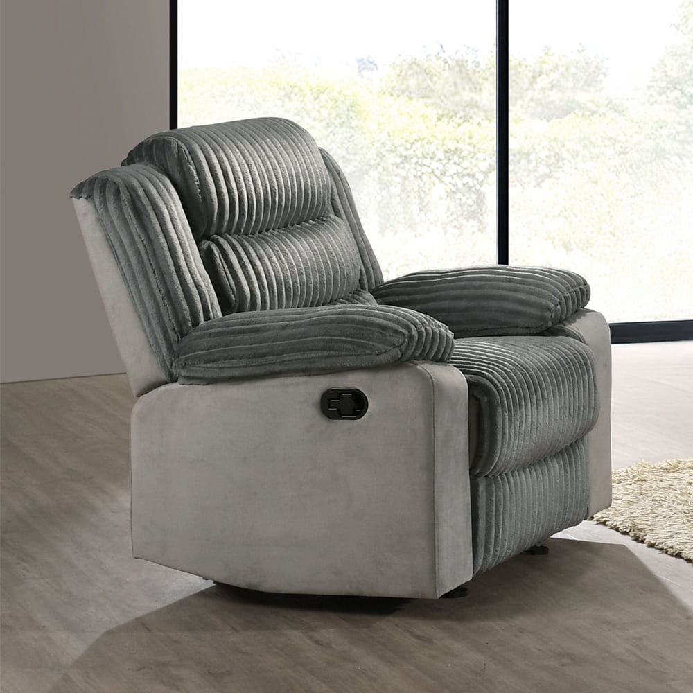 ACME Lesley Motion Glider Recliner in Gray Corduroy & Velvet - Walmart.com