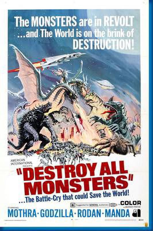 Destroy All Monsters Movie Poster Reprint 27Inx40In for any room 27x40 ...