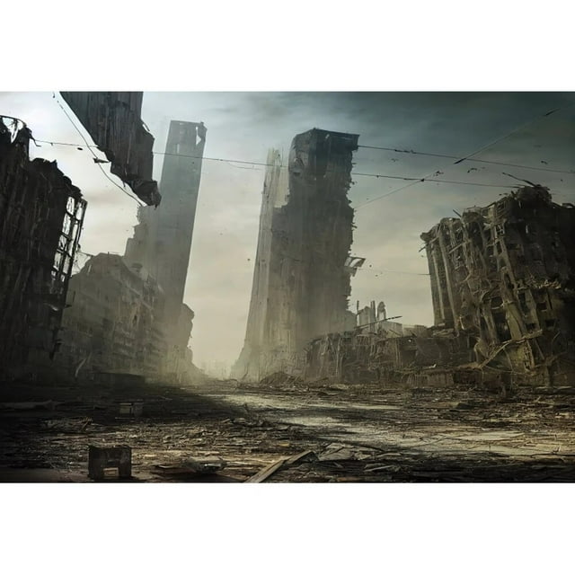 Destroyed City Ruins Background Armageddon Destroyed Streets Planet ...