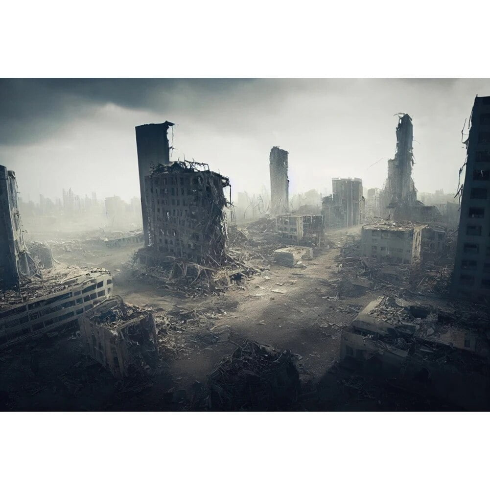 Destroyed City Ruins Background Armageddon Destroyed Streets Planet ...