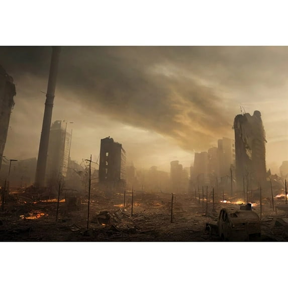 Destroyed City Ruins Background Armageddon Destroyed Streets Planet ...