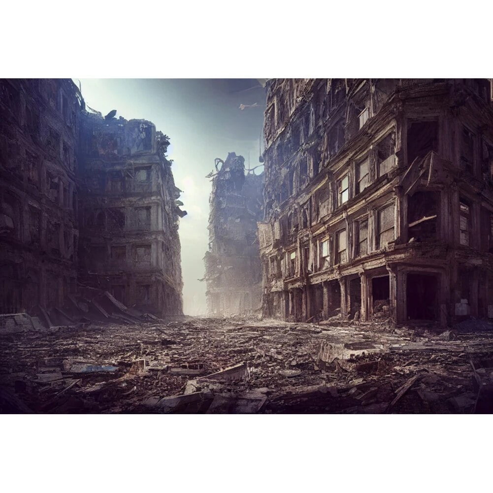 Destroyed City Ruins Background Armageddon Destroyed Streets Planet ...