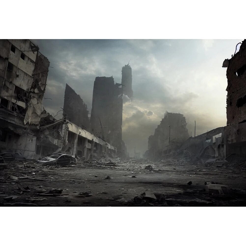 Destroyed City Ruins Background Armageddon Destroyed Streets Planet ...