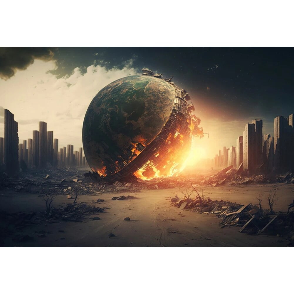 Destroyed City Ruins Background Armageddon Destroyed Streets Planet ...