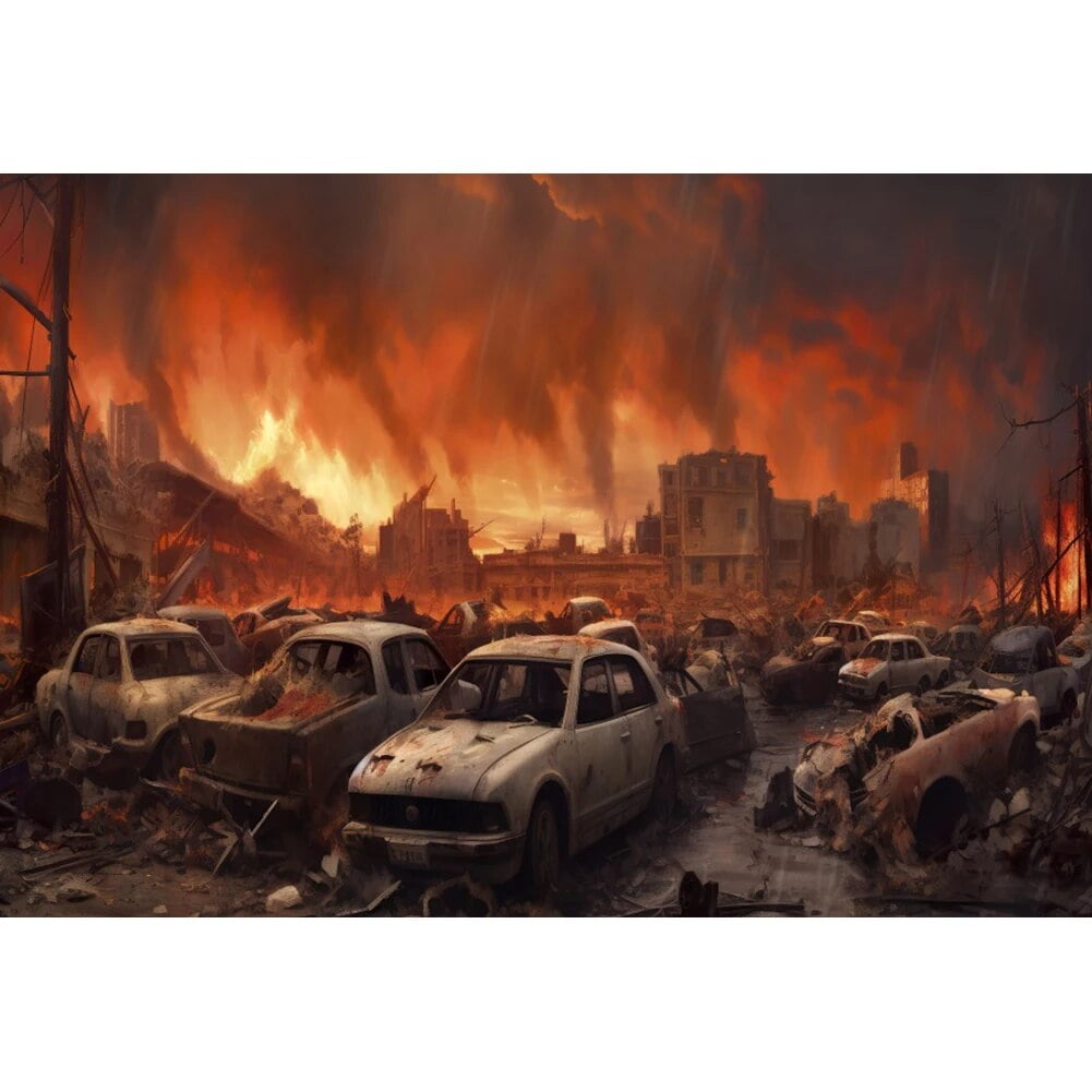 Destroyed City Ruins Background Armageddon Destroyed Streets Planet ...