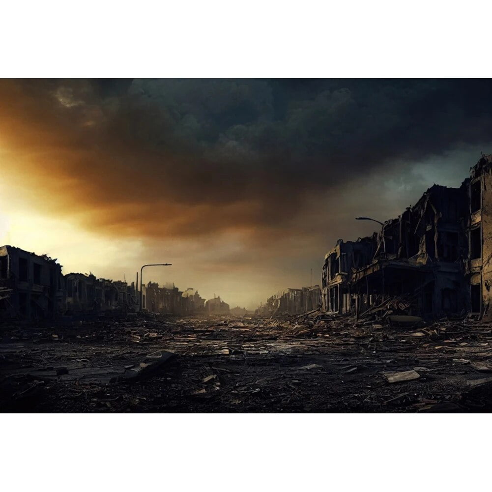 Destroyed City Ruins Background Armageddon Destroyed Streets Planet ...