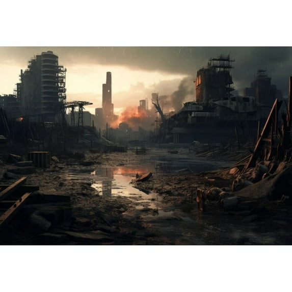 Destroyed City Ruins Background Armageddon Destroyed Streets Planet ...