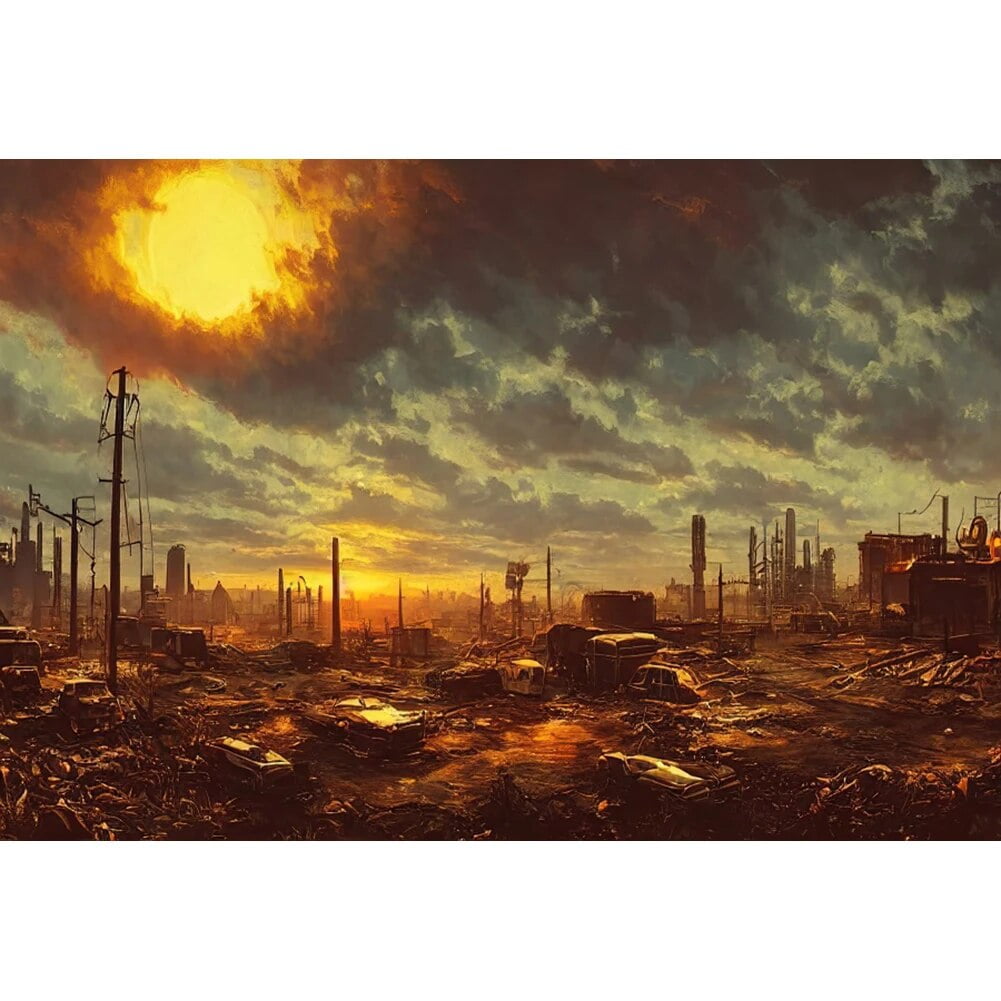 Destroyed City Ruins Background Armageddon Destroyed Streets Planet ...