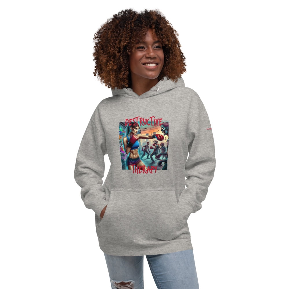 Destructive Therapy Boxing Unisex Grpahic Hoodie (Carbon Grey, S ...
