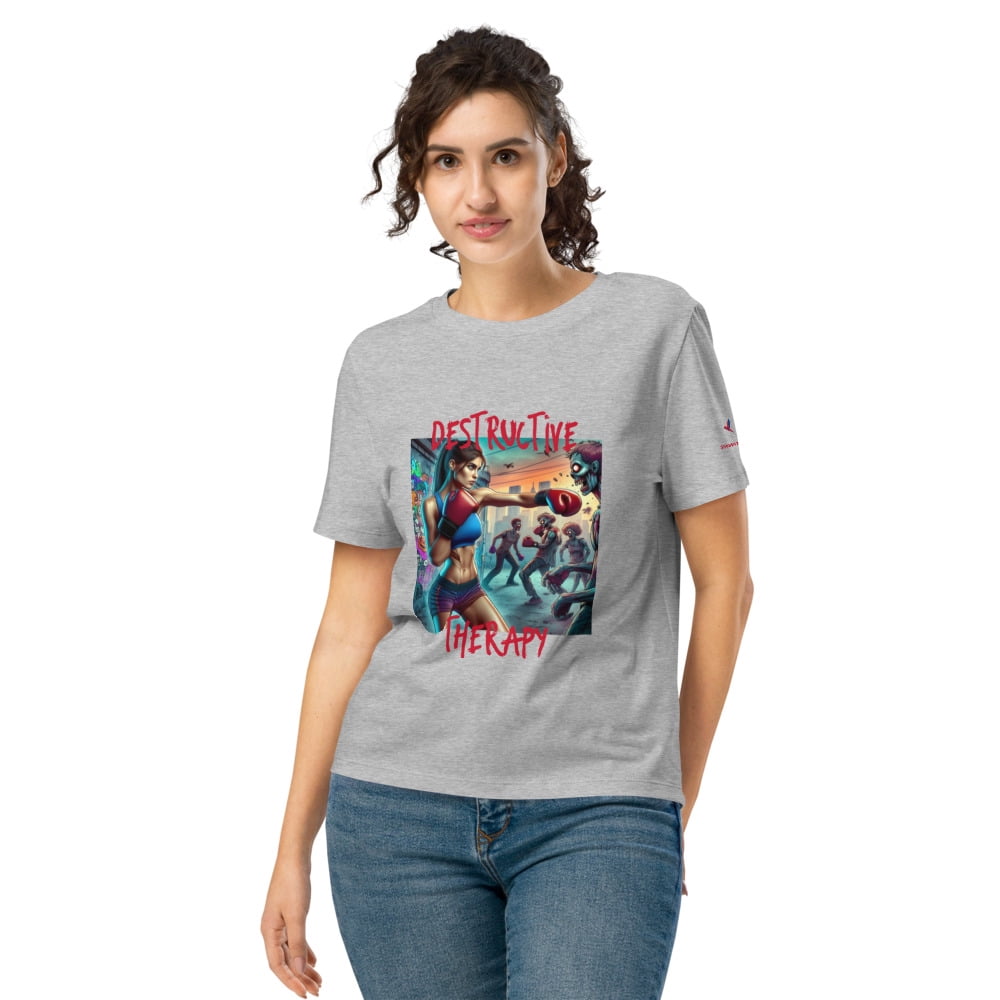 Destructive Therapy Women’s Boxing graphic organic ribbed neck t-shirt ...