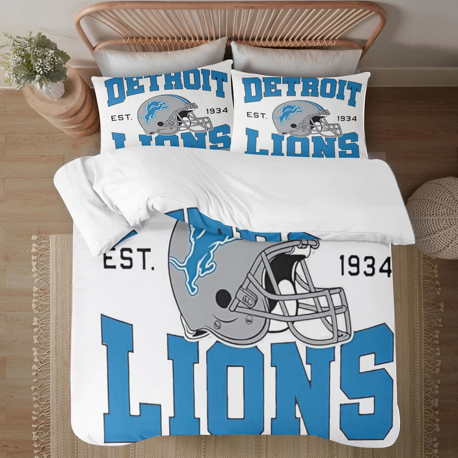 Det_roit_Lions Bedding Three Piece warm and comfortable Two Pillowcases ...