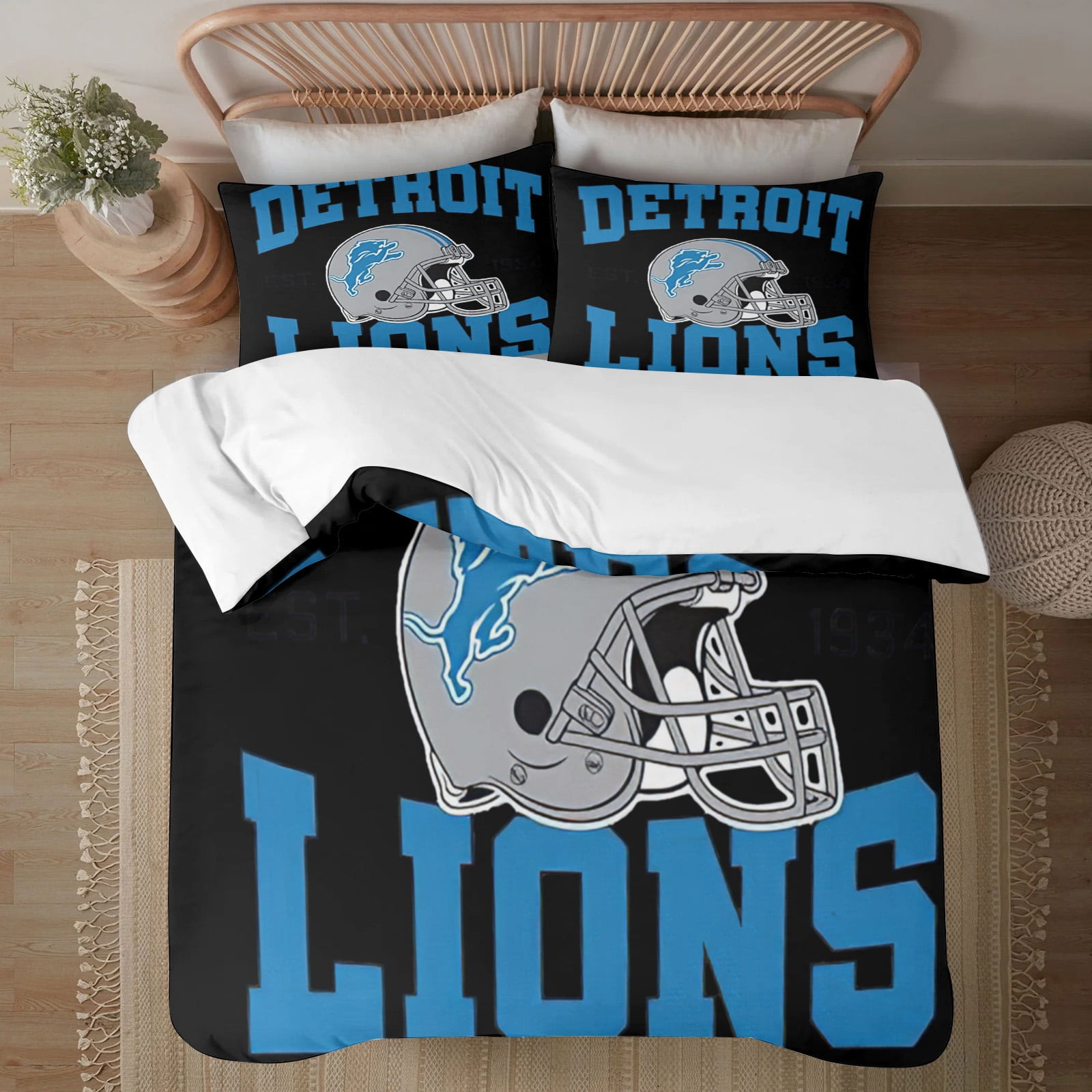 Det_roit_Lions Bedding Three Piece warm and comfortable Two Pillowcases ...