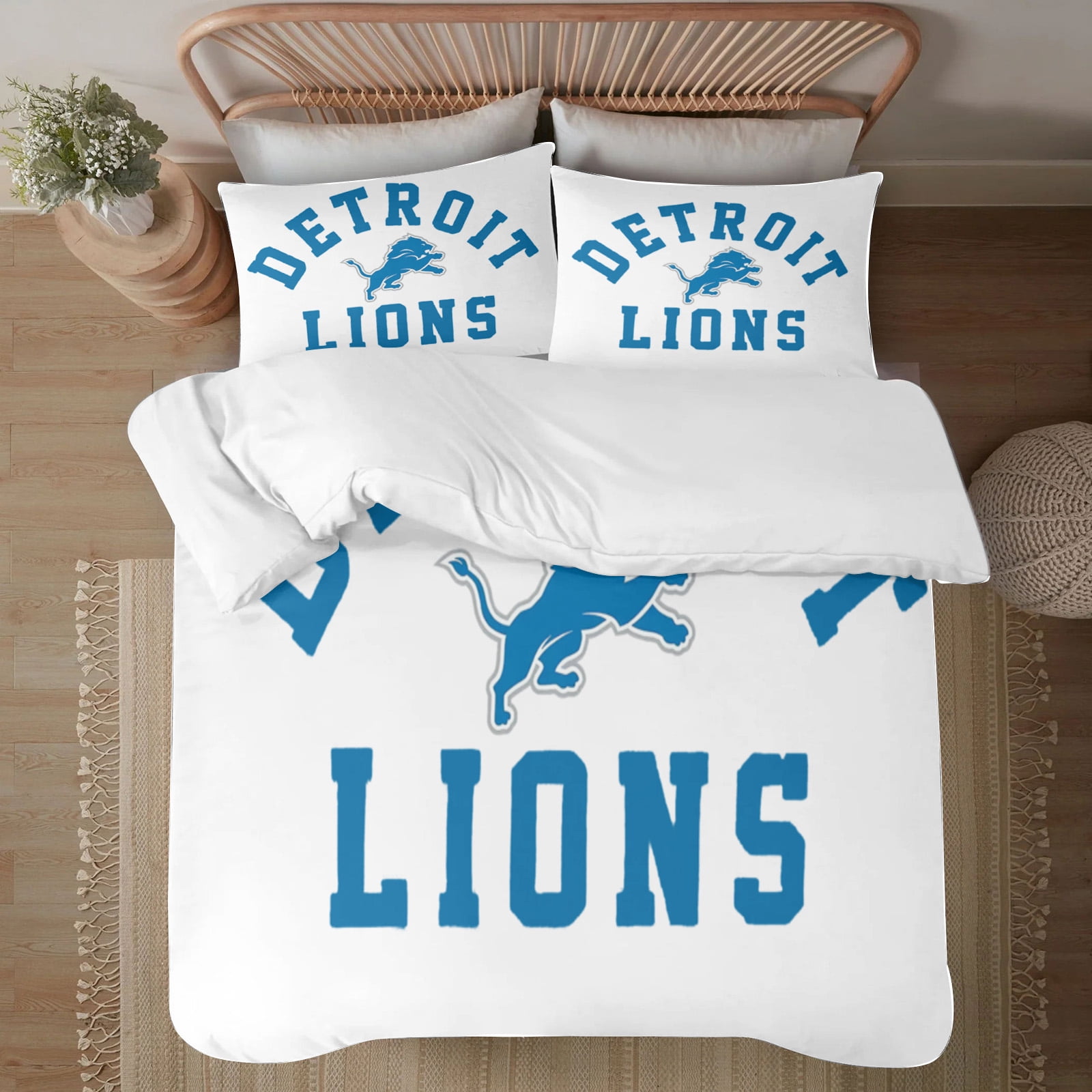 Det_roit_Lions Bedding Three Piece warm and comfortable Two Pillowcases ...