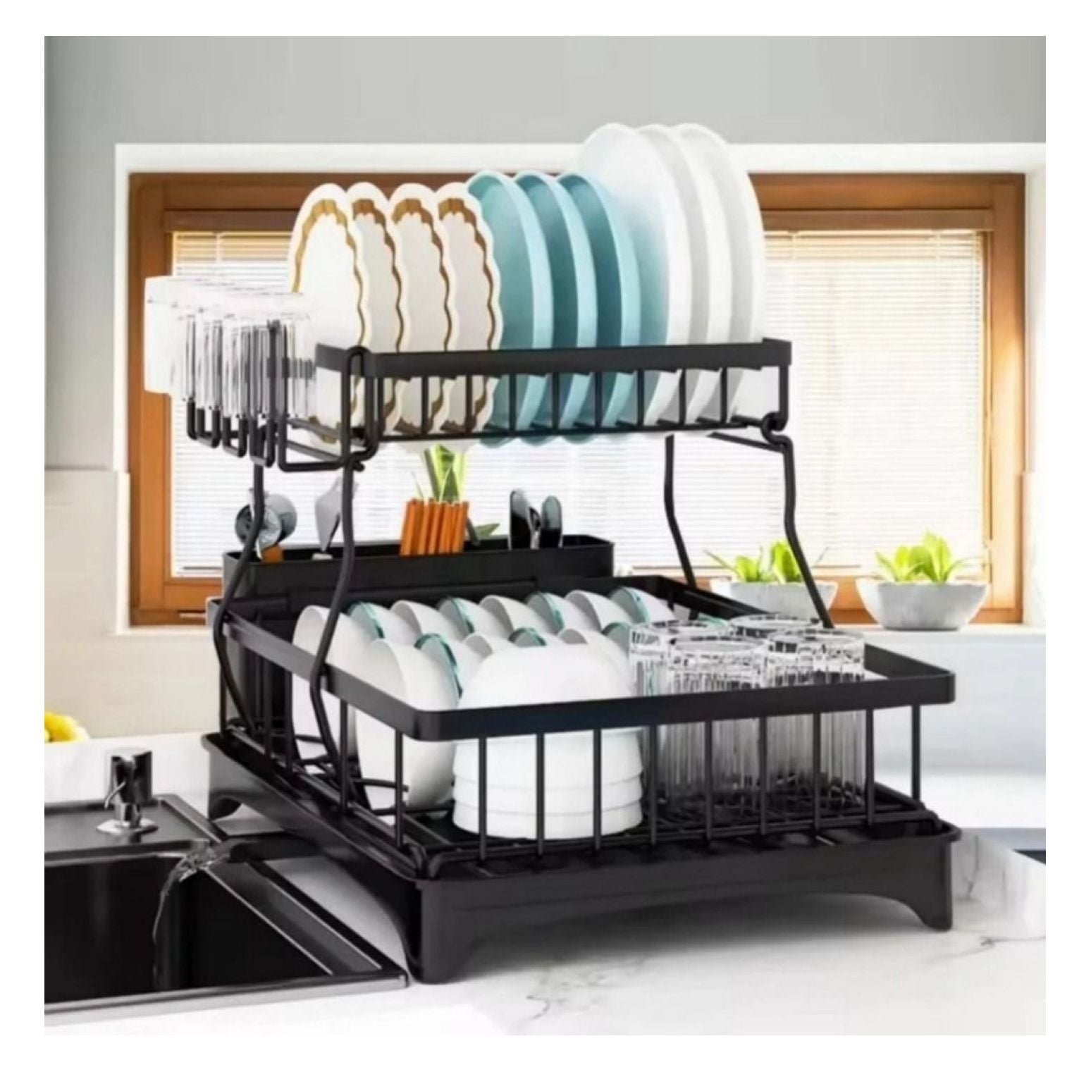 Detachable 2 Tier Dish Drying Rack with Drainboard, Rustproof Metal ...