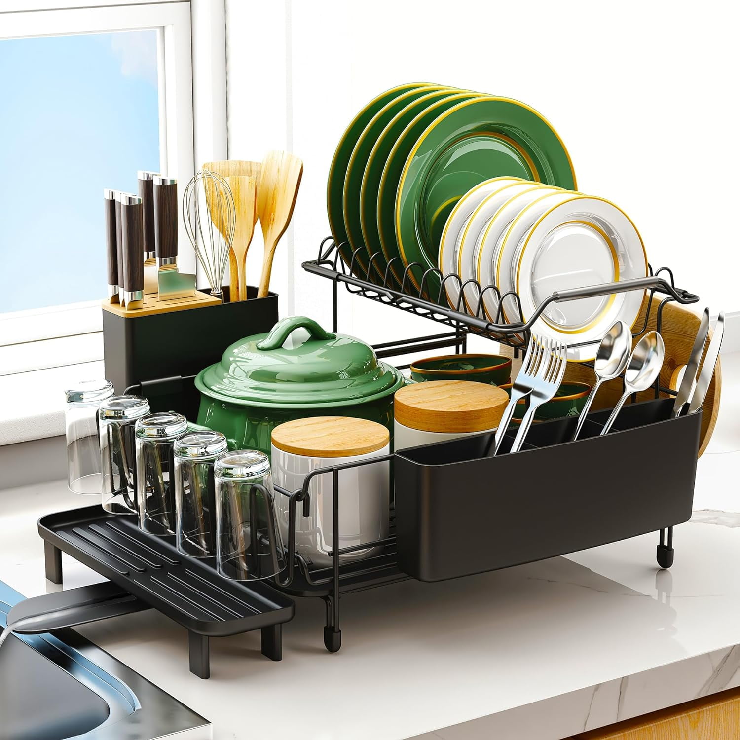 Detachable 2-in-1 Stainless Steel Large Size Dish Drying Rack for ...