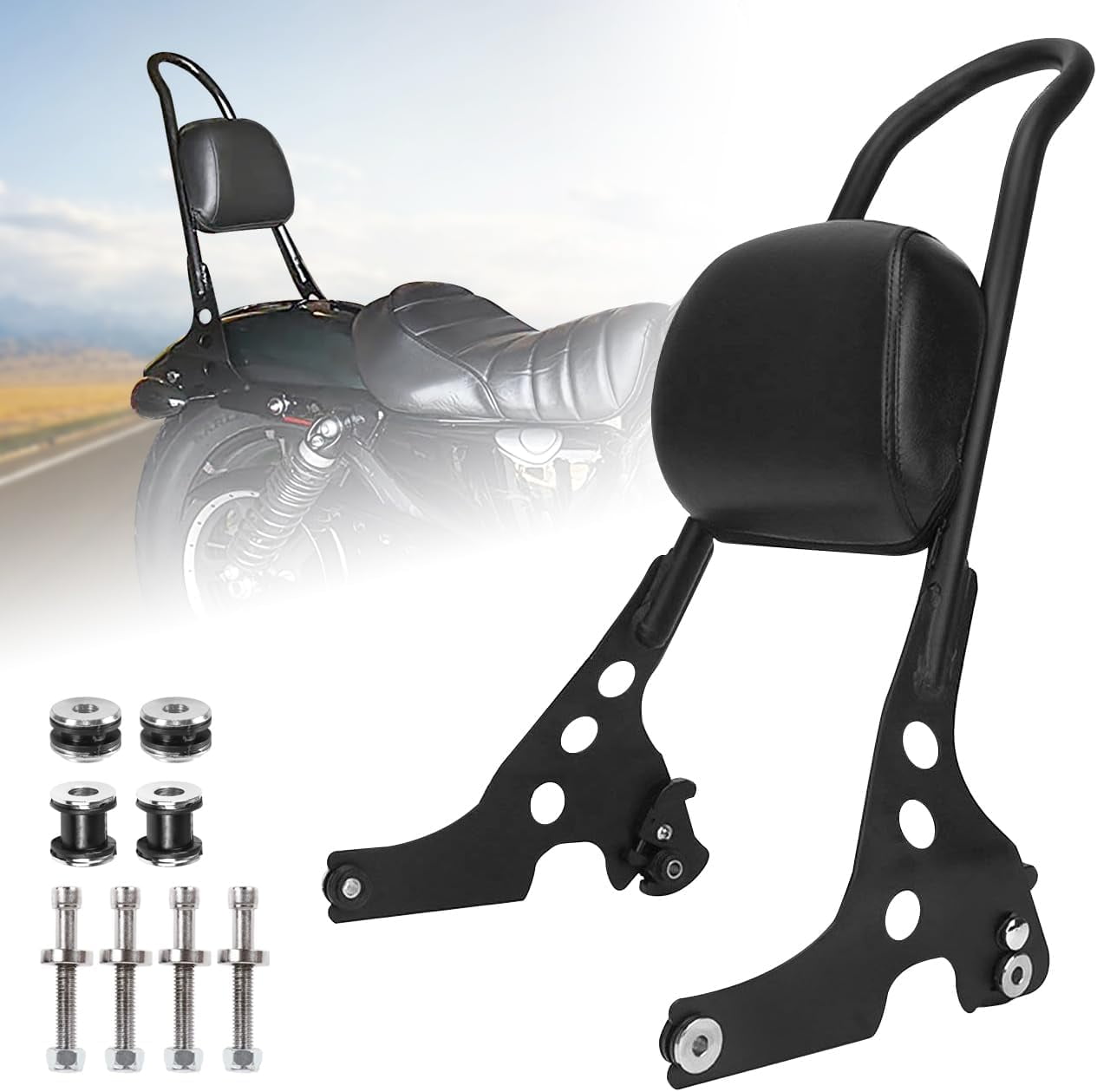 Detachable Black Passenger Backrest Sissy Bar Compatible with for ...