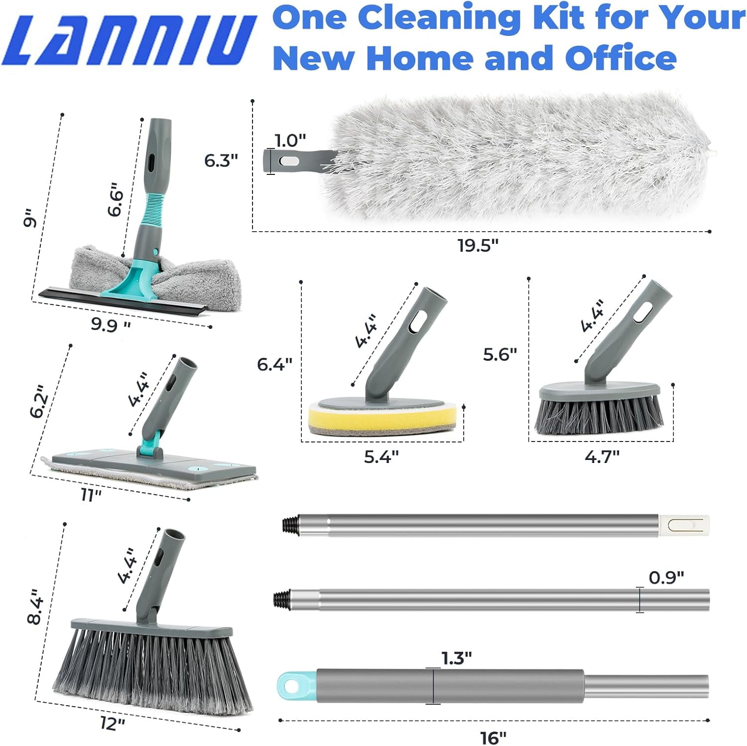 Detachable Broom Mop Combo for House Cleaning, Collapsible Broom and ...