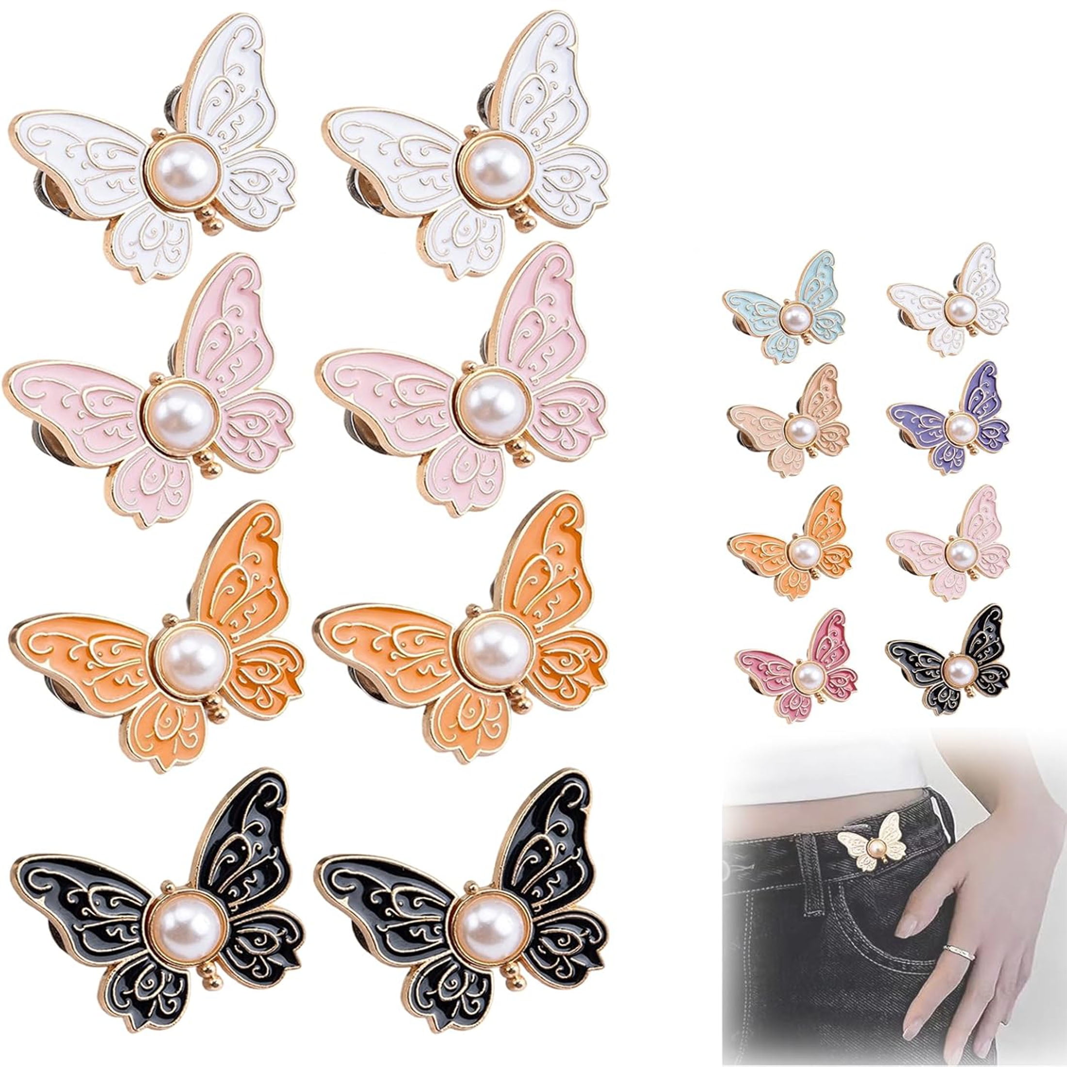 Detachable Butterfly Clips, Adjustable Pant Waist Tightener - 8Pcs No ...