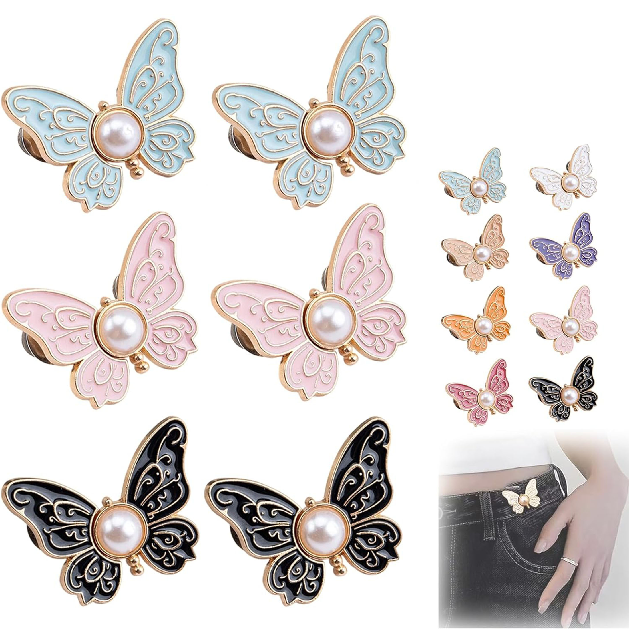 Detachable Butterfly Clips, Adjustable Pant Waist Tightener - 8Pcs No ...