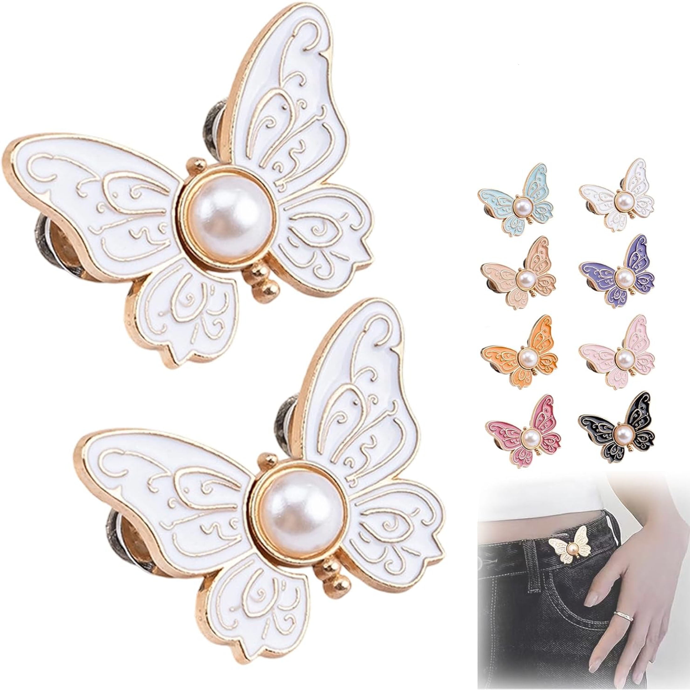 Detachable Butterfly Clips, Adjustable Pant Waist Tightener - 8Pcs No ...