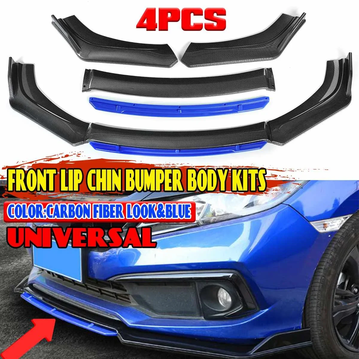 Detachable Car Front Bumper Splitter Spoiler Bumper Diffuser Universal ...