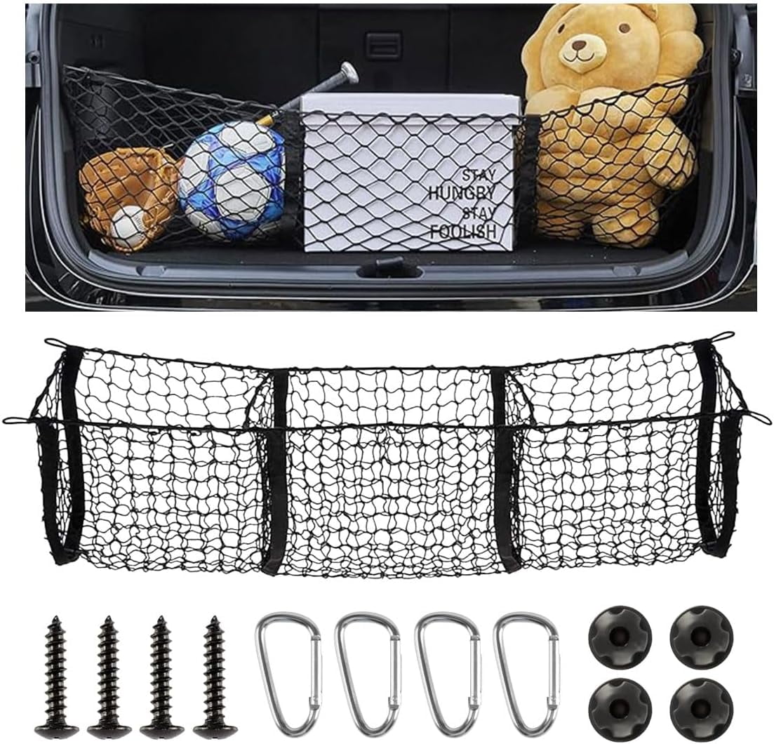 Detachable Cargo Net for Car, Expandable 3 Pocket Heavy Duty Cargo Net ...