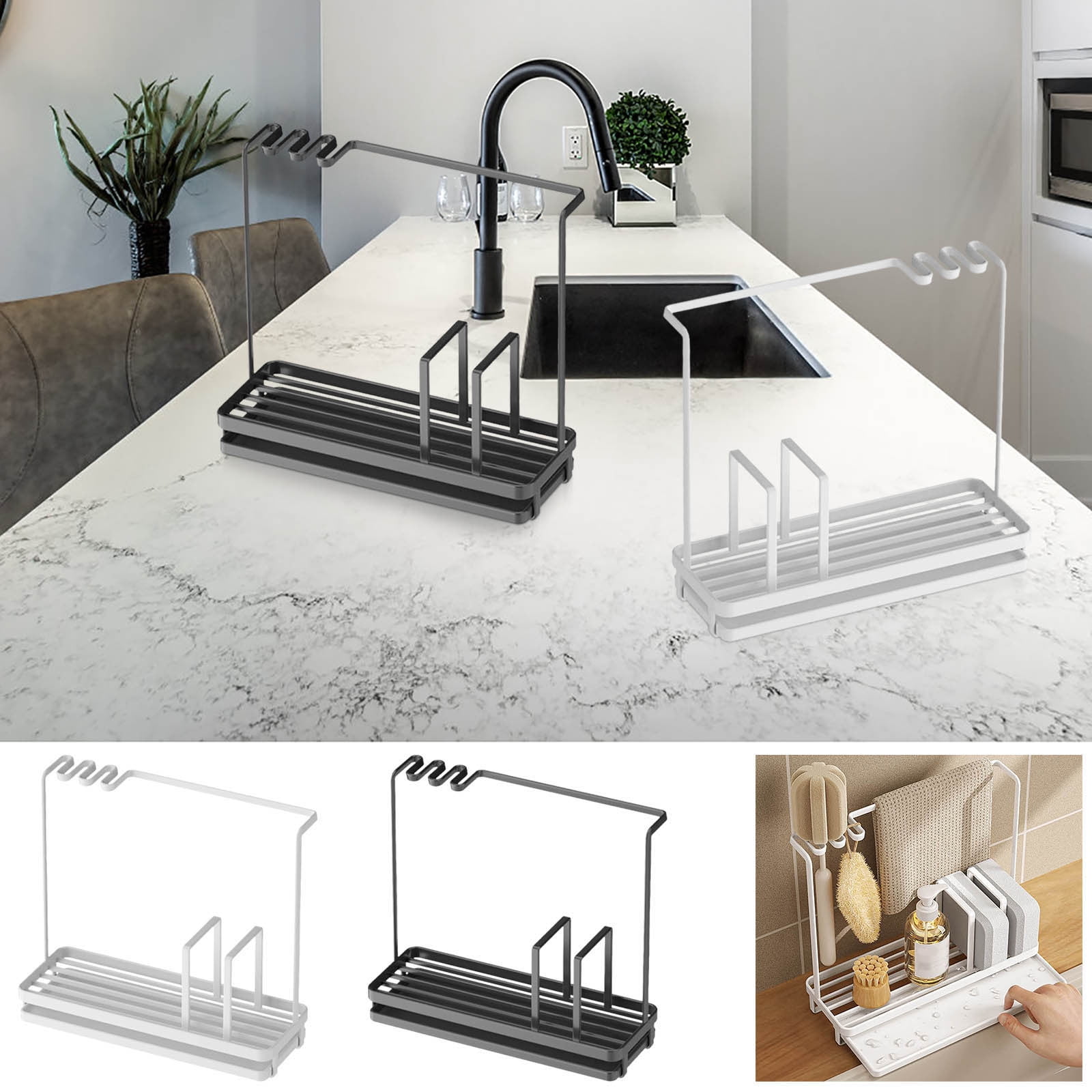 Detachable Drip Tray Sink Brush Organizer,Stainless Steel Construction ...