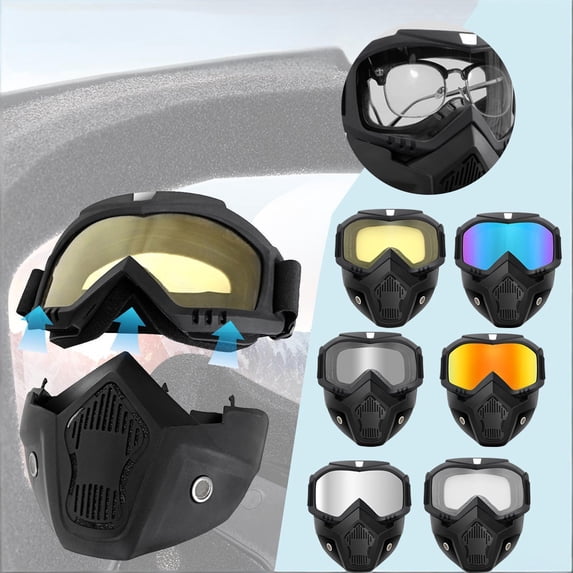 Detachable Full Face Eyewear Mask for Riding & Grass Cutting, Full Face ...