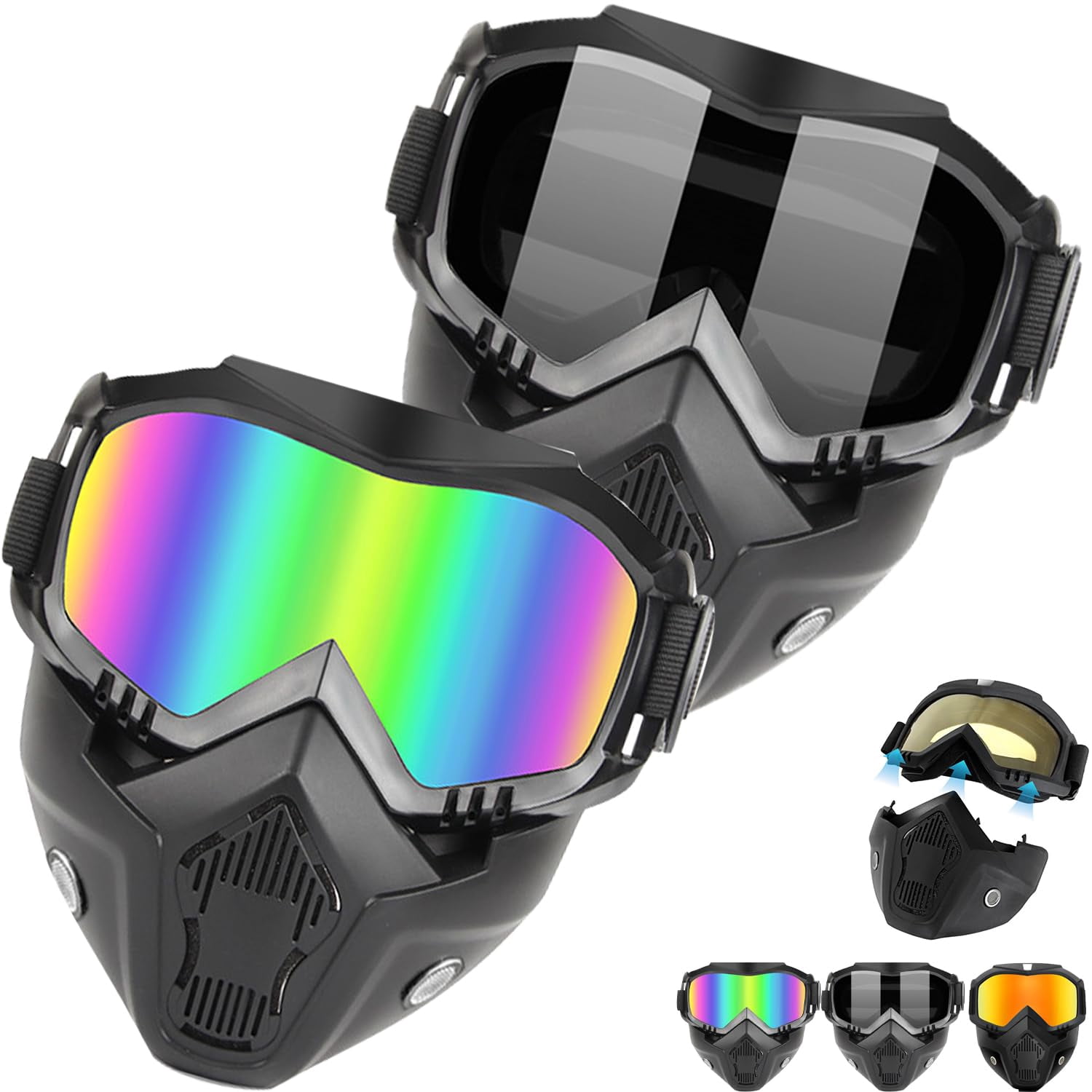 Detachable Full Face Goggle Mask, Anti-Fog Grass Cutting Goggles for ...