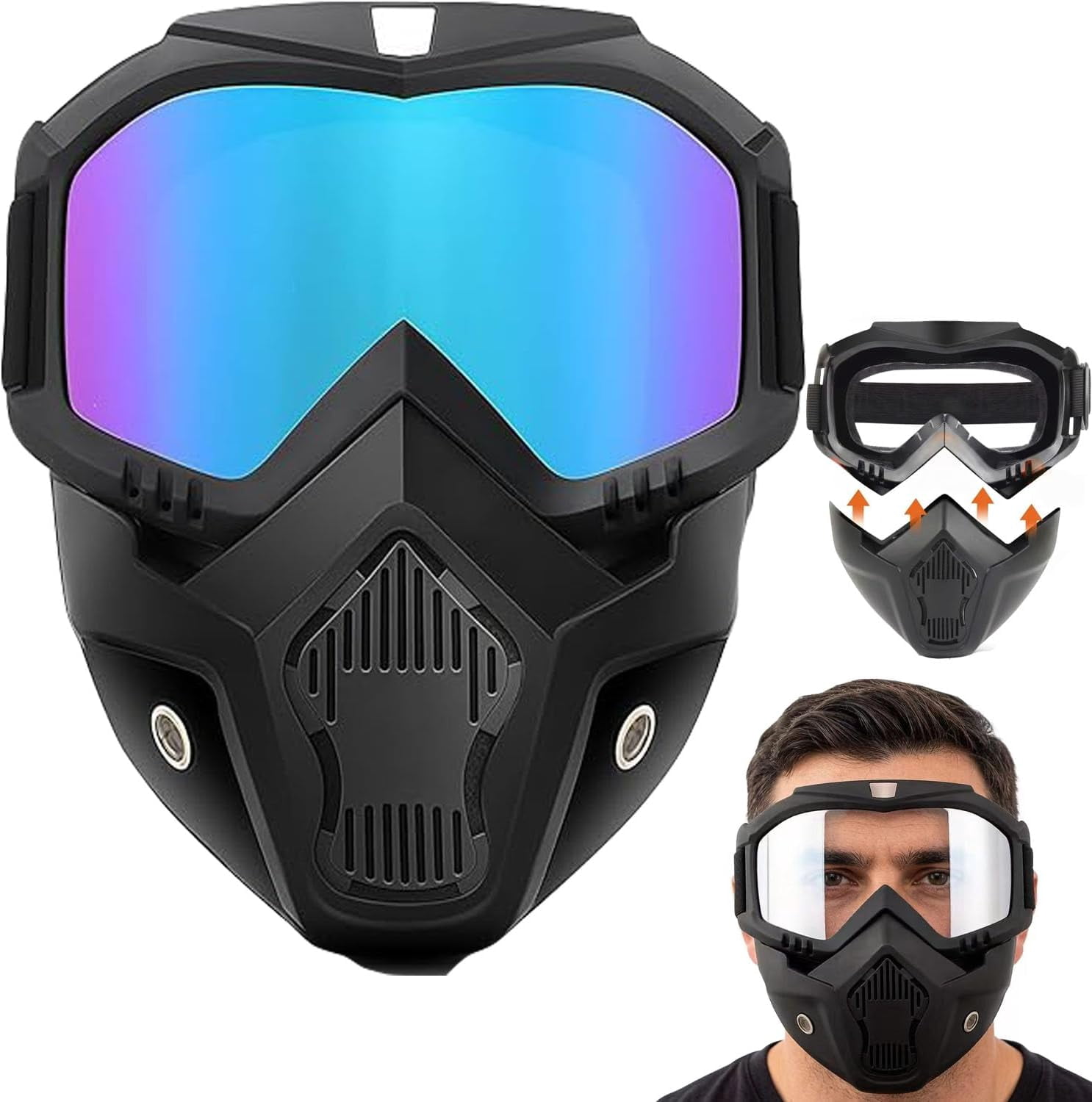 Detachable Full Face Goggle Mask, Anti-Fog Grass Cutting Mask & Impact ...
