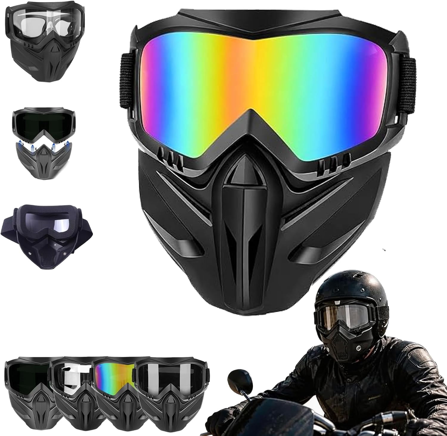 Detachable Full Face Goggle Mask, Anti-Fog Protective Face Shield and ...