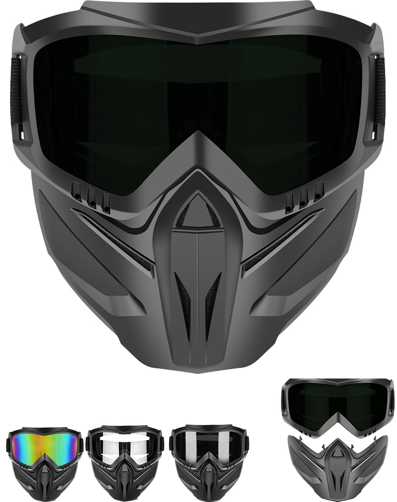 Detachable Full Face Goggle Mask,Goggle Mask for Welding & Riding,Anti ...