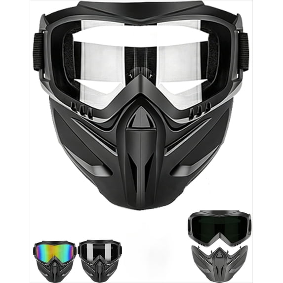 Detachable Full Face Goggle Mask,Goggle Mask for Welding & Riding,Anti ...